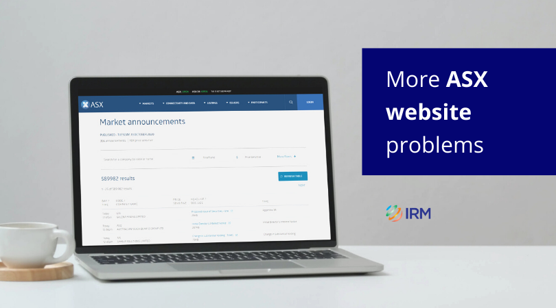 More ASX website problems - IRM online investor engagement